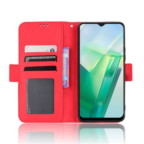 For Vivo T X G Skin Feel Calf Texture Card Slots Leather Phone Case Red Alexnld Com