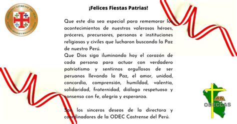 Saludo Oficial Por Fiestas Patrias Odec Castrense Del Perú