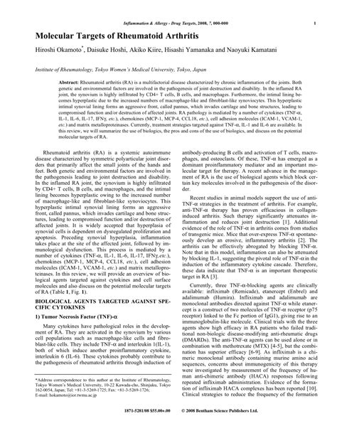 Pdf Molecular Targets Of Rheumatoid Arthritis