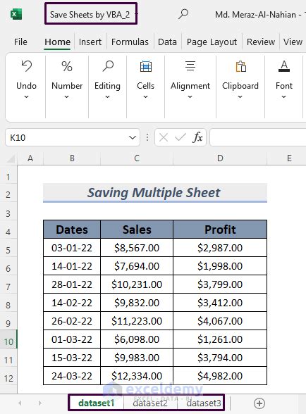 Save In Excel