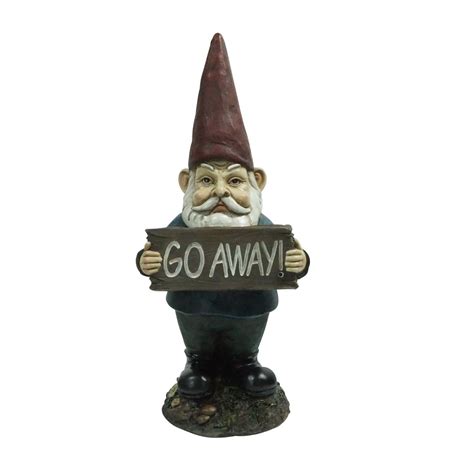 15 Red And Blue Grumpy Gnome With Go Away Sign Garden Statue Pool Central