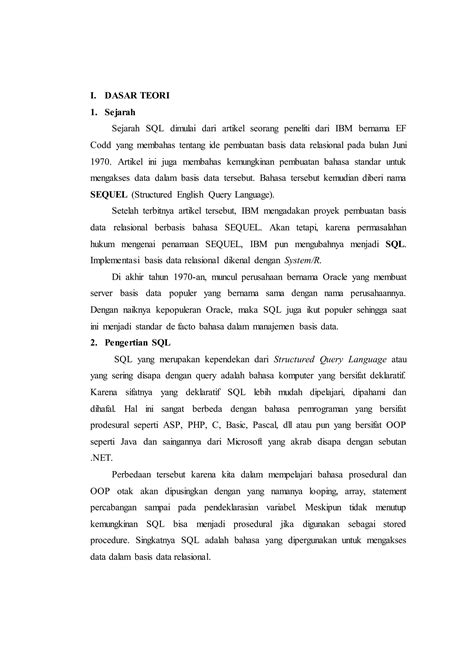 Laporan Praktikum Modul 2 Membuat Table Primary Keyforeign Key Menggunakan Transcact Sql Docx