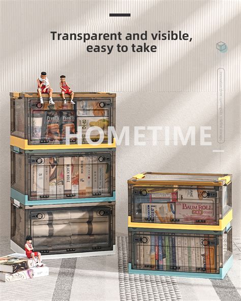 Foldable Storage Box Transparent Stackable Storage Box Storage Organizers Display Cabinet Almari