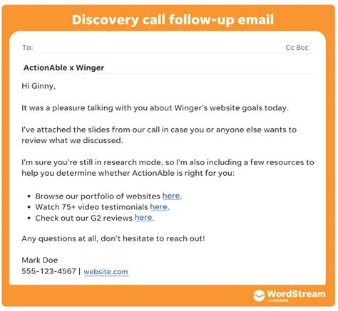 Follow Up Email Example Working Follow Up Email Templates That Get