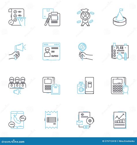 Expense Control Linear Icons Set Budgeting Tracking Analysis Cost