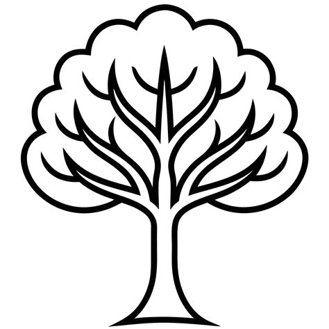Simple Black And White Tree Outline Illustration Graphic Template