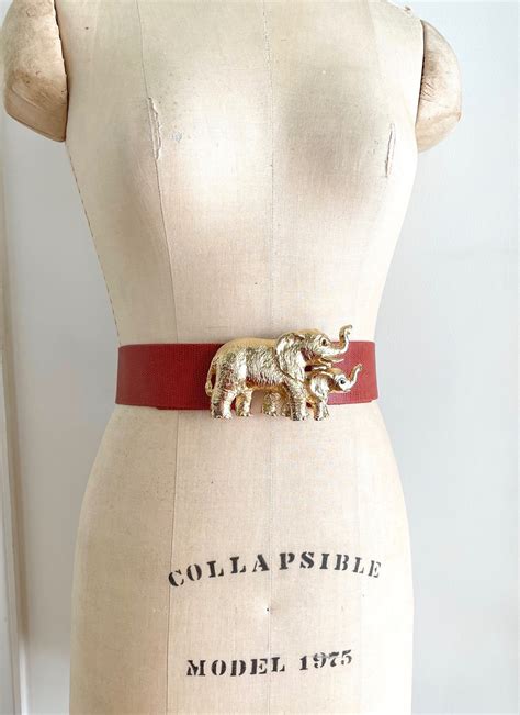 S Mimi Di N Gold Elephant Buckle Belt Hemlock Vintage Clothing