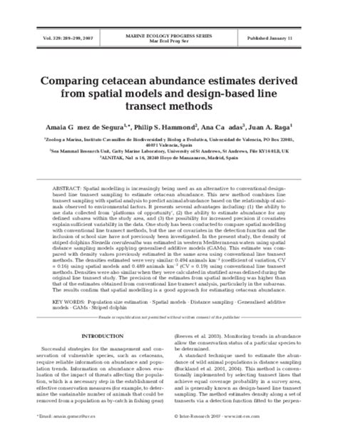 Pdf Comparing Cetacean Abundance Estimates Derived From Spatial