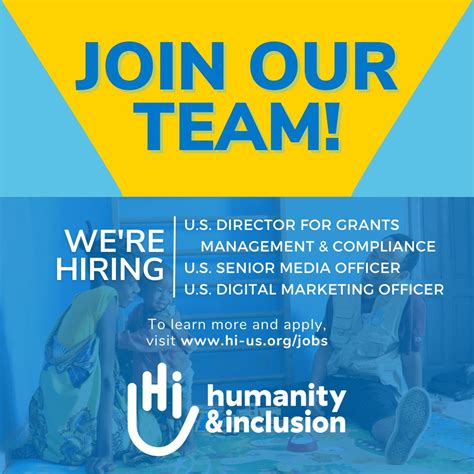 Humanity And Inclusion Is Growing And We Want You Come Join Our “a” Team
