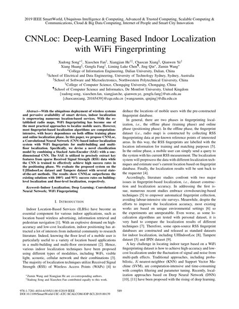 Pdf Cnnloc Deep Learning Based Indoor Localization With Wifi Fingerprinting