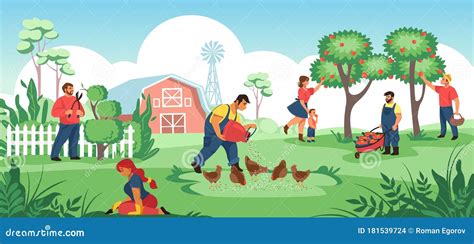 People In Garden Cartoon Farmers And Gardeners Working Together Plant