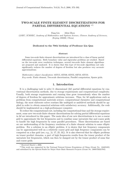 pdf two scale finite element discretizations for partial differential