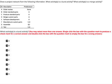 solved draw a project network from the following