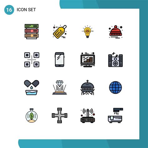 Set Of 16 Modern Ui Icons Symbols Signs For Food Sale Bulb Winter Cold