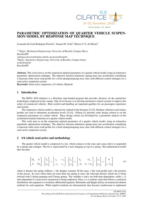 Pdf Parametric Optimization Of Quarter Vehicle Suspension Model By Response Map Technique