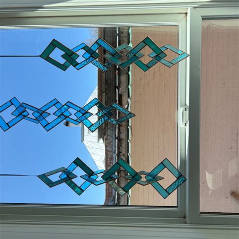 Turquoise Stained Glass Aqua Stained Glass Stained Glass Mobile