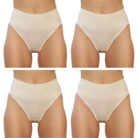 Alessandra B High Rise Camel Toe Proof Thong 4 Pack M7716 4 Medium Nude