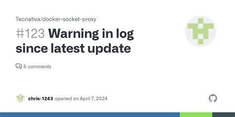 Warning In Log Since Latest Update · Issue 123 · Tecnativadocker Socket Proxy · Github