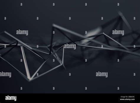 Abstract 3d Rendering Of Chaotic Plexus Surface Contemporary Background With Futuristic
