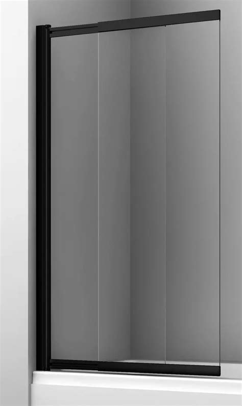 Шторка на ванну стеклянная «wasserkraft Dill 61s02 80 80 140 прозрачная чёрная универсальная