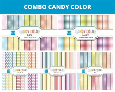 Papel Digital Candy Color Combo 100 Papéis Digitais