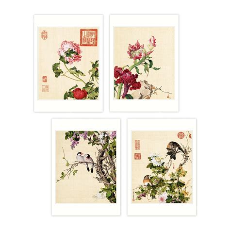 故宮精品網路商城 B4小畫片 仙萼長春4件組 B