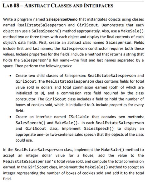 Solved Lab 08 Abstract Classes And Interfaces Write A