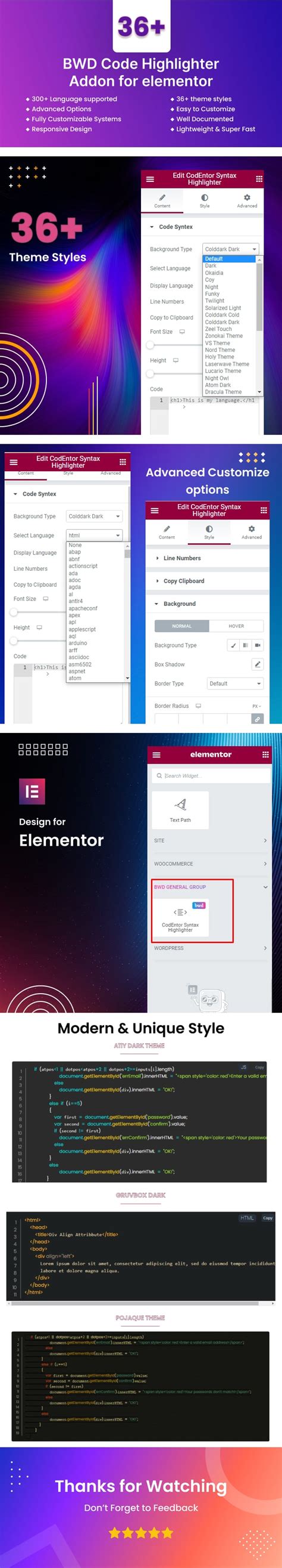 code highlighter addon for elementor plugin gpl codeintra