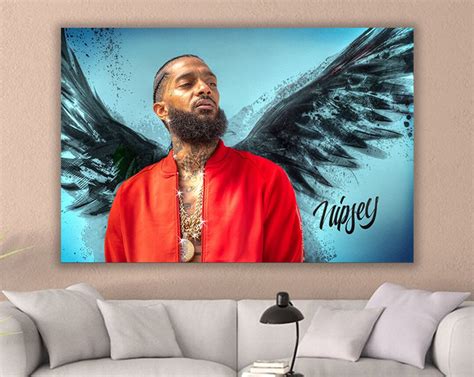 Nipsey Hussle With Wings To Heaven Canvas Art Print A Great Canvas