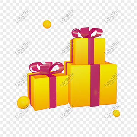황금 선물 상자 입체 장식 Png 일러스트 무료 다운로드 Lovepik