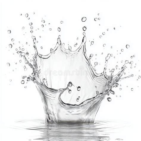Multiple Water Droplets Splash In Clear Liquid On A White Background Stock Illustration