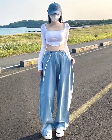 허리조절빅사이즈까지 하체커버 힙한 세미 로우웨스트 와이드 스트링 팬츠