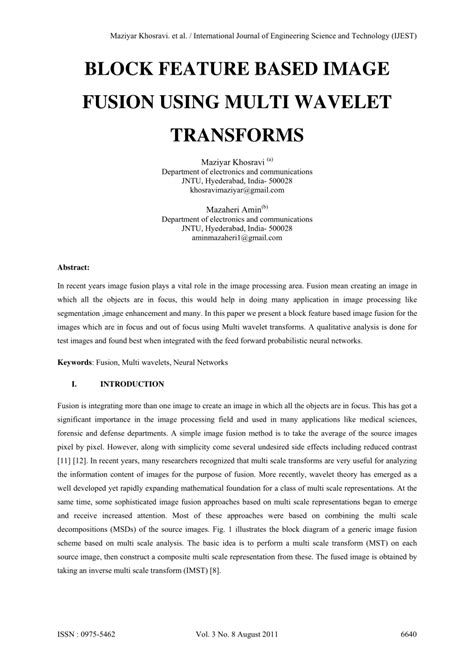 Pdf Block Feature Based Image Fusion Using Multi Wavelet Transforms
