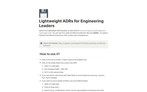Lightweight Adrs For Engineering Leaders Template Notion Marketplace