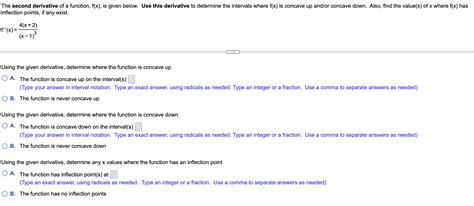 Solved The Second Derivative Of A Function F X Is Given Chegg
