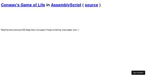 Assemblyscriptgame Of Life Example Codesandbox