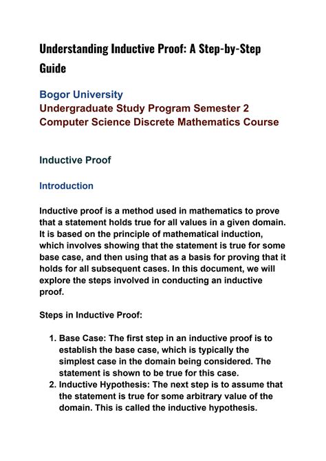 Solution Understanding Inductive Proof A Step By Step Guide Studypool