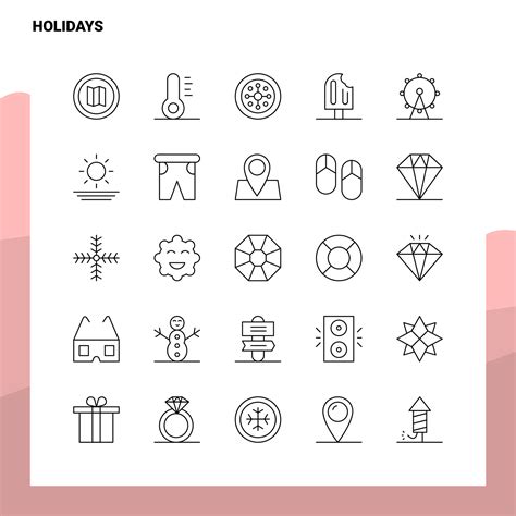 Set Of Holidays Line Icon Set 25 Icons Vector Minimalism Style Design Black Icons Set Linear