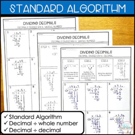 Dividing With Decimals Using Models And Standard Algorithm Worksheets