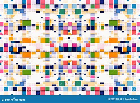 Seamless Tileable Pattern Of Squares And Lines With Shapes Irregulars In Abstract Style In White