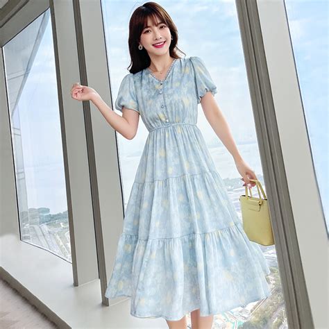 价2021夏季新款女装茶歇法式连衣裙法单时尚显瘦雪纺裙 雨诺服饰88ynfsb8818 货捕头