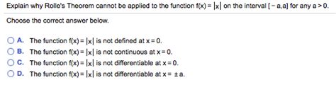 Solved Explain Why Rolle S Theorem Cannot Be Applied To The Chegg Com