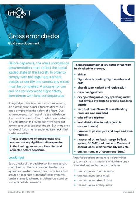 Cap 1009 Gross Error Checks Guidance Document Skybrary Aviation Safety