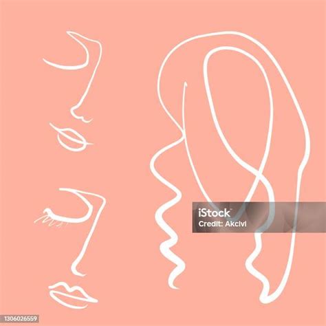연속 한 줄 그려진 면 세트입니다 추상적 인 최소한의 여성 초상화 여자는 연속 선 그리기를 직면 한 줄 얼굴 초상화 현대 추상적 인 다채로운 모양과 트렌디 한 스타일의