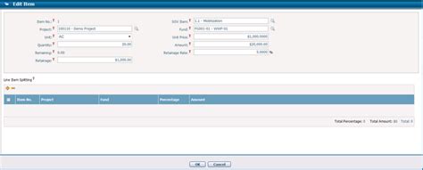 Invoice Line Item Popup Edit Mode