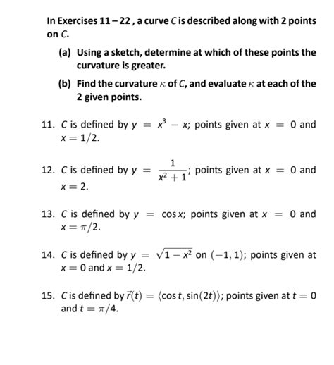 solved in exercises 11 22 a curve cis described along with