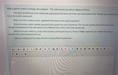 Solved Write A Python Code To Manage User Passport The Code