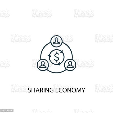 공유 경제 개념 선 아이콘입니다 간단한 요소 그림입니다 공유 경제 개념 개요 기호 디자인입니다 웹 및 모바일 Uiux에 사용할