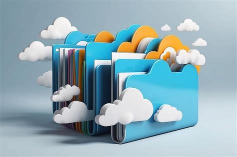 File Folders Document With Cloud Computing Technology Symbol Online Data Storage For Business