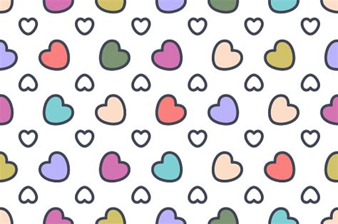 Heart Seamless Pattern Repeatable Background With Cute Colour Hearts Cartoon Pattern For